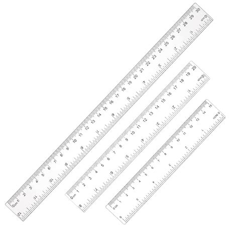 3pcs Plastic Ruler 30cm 20cm 15cm Clear Ruler Set Acrylic Straight