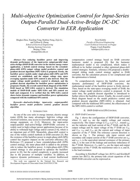 Pdf Multi Objective Optimization Control For Input Series Output Parallel Dual Active Bridge
