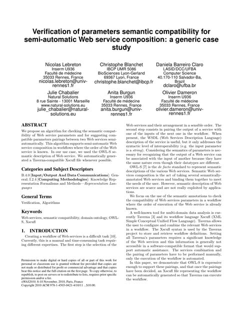 PDF Verification Of Parameters Semantic Compatibility For Semi Automatic Web Service