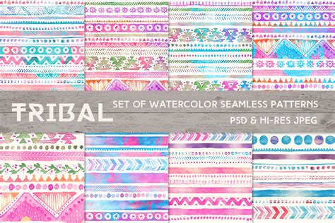 Tribal Watercolor Seamless Patterns A Pattern Graphic By Lumitar