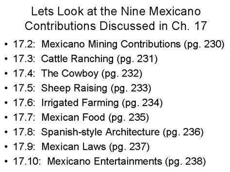 Ch 17 Mexicano Contributions To The Southwest What