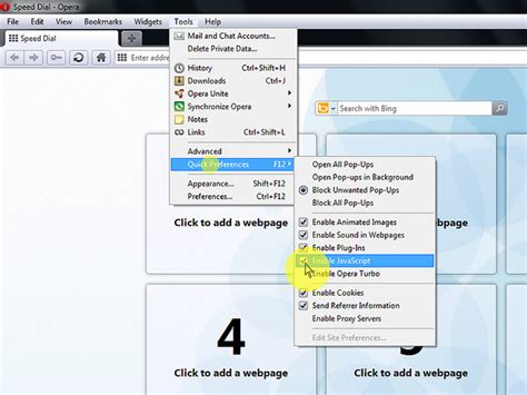 how to enable javascript in opera