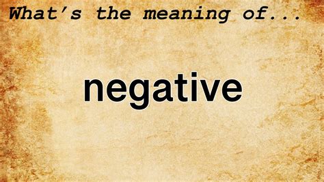 Negative Meaning Definition Of Negative YouTube