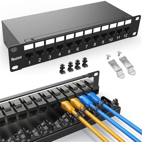 Pbaegav Patch Panel 12 Port 10gbps Cat6a【ec Listed】 Ethernet Network