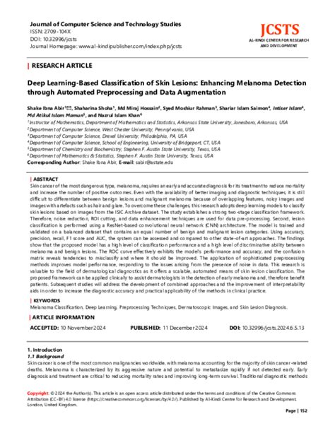 Pdf Deep Learning Based Classification Of Skin Lesions Enhancing Melanoma Detection Through