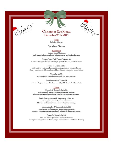 Christmas Day Menu Template Christmas Menu Template 17 Free Templates