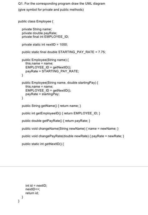 Solved Q For The Corresponding Program Draw The UML Chegg Com