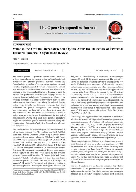 Pdf What Is The Optimal Reconstruction Option After The Resection Of Proximal Humeral Tumors