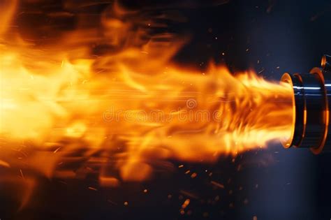 closeup of a rocket engine nozzle during a test firing capturing the