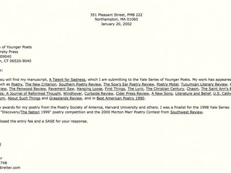 Cover Letter For Magazine Submission Poetry Cover Letter How To Format