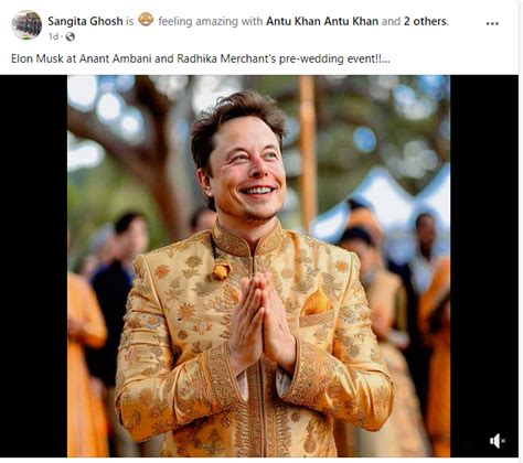 Fact Check Elon Musk Not Attend Anant Ambanis Wedding The Image Is Ai Generated अनंत अंबानी