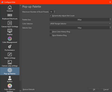 Is There Any Way To Disable The Pop Up Palette R Krita