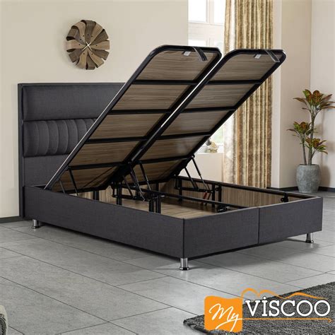 Тапицирано боксспринг легло Флора тъмносив с матрак 90x200