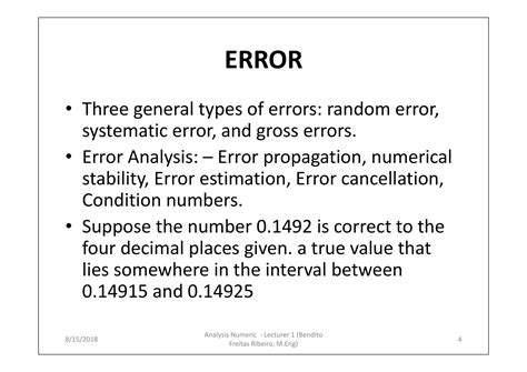 Lecturer 1 Numerical Analysis Ppt