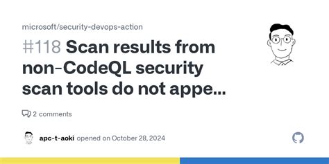 scan results from non codeql security scan tools do not appear on the