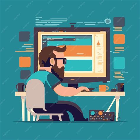 Premium Vector Vector Flat Illustration Software Developer Cyber