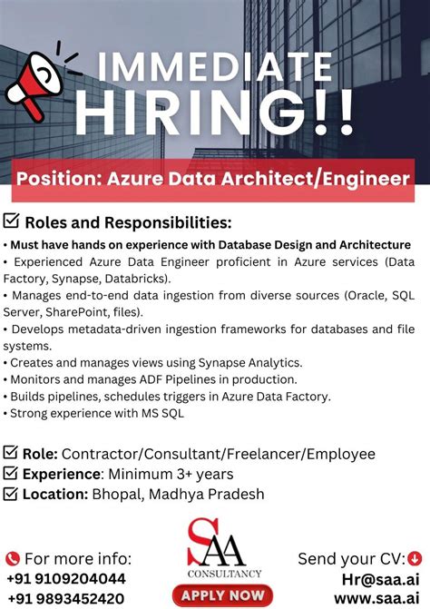 Saa Consultancy On Linkedin Hiring Azure Azure Cloud