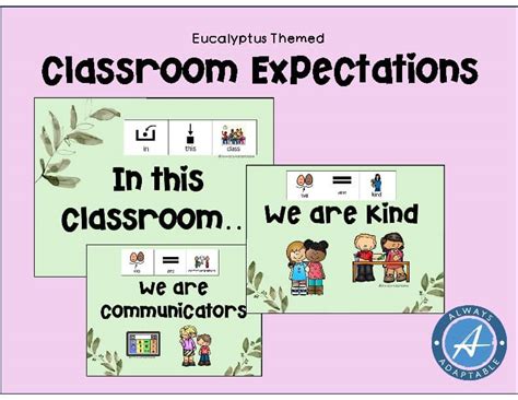 Classroom Expectation Posters Aac Eucalyptus Greenery By Always