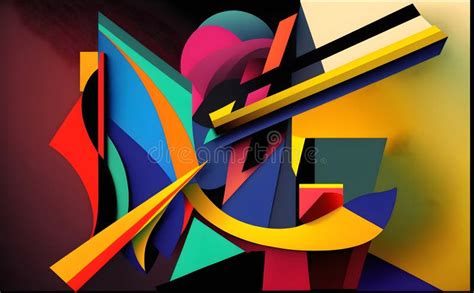 Abstract Bold Lines And Shapes In Vibrant Colors Generative Ai Stock Illustration