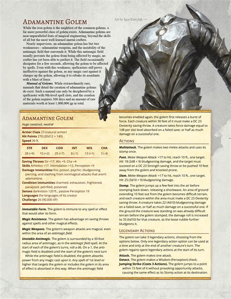 Adamantine Golem The King Of Golem Kind R Unearthedarcana