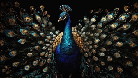 Premium Ai Image Peacock On Black