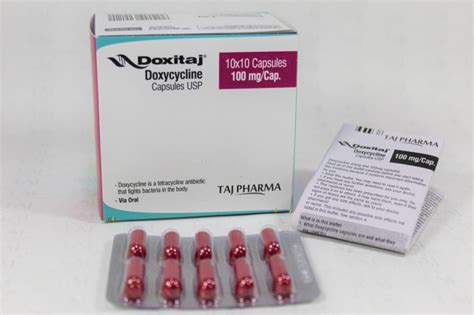 Doxycycline Capsules USP 100mg Taj Pharma Taj Generics Pharmaceuticals Taj Pharma