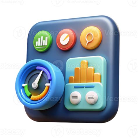 Illustration Of Colorful App Interface With Speedometer And Charts 55550918 Png