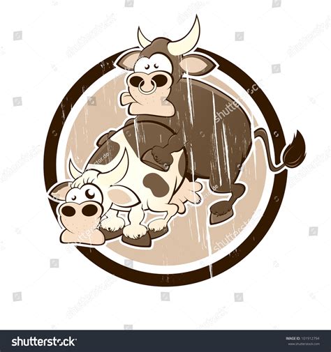 Vintage Cow Bull Having Sex Badge Stock Vector Royalty Free