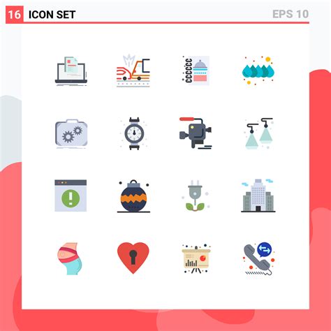 User Interface Pack Of 16 Basic Flat Colors Of Case Water Truck Drop Food Editable Pack Of