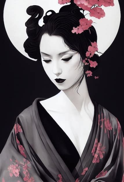 Premium Photo Abstract Portrait Of A Pretty Geisha In A Kimono