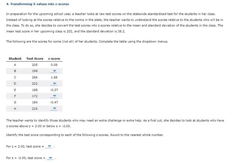 Solved Transforming x ﻿values into z-scoresIn preparation | Chegg.com