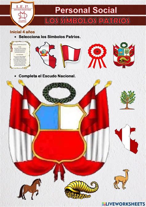 Símbolos Patrios Del Perú Worksheet Simbolos Patrios Simbolos