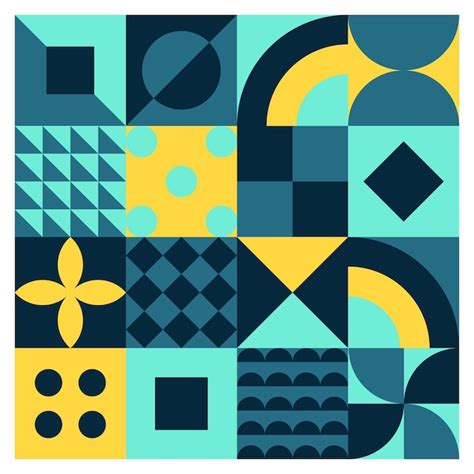 Premium Vector Abstract Bauhaus Geometric Pattern Background Vector Circle Triangle And Square