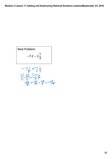Module 2 Lesson 11 Adding And Subtracting Rational Numbers Pdf