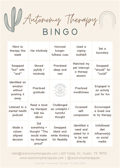 Mental Health Bingo Cards Free Printable A Z