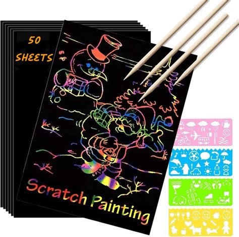 Scratch Paper Art Set 50 Pcs Rainbow Magic Scratch Paper Fo Tiktok