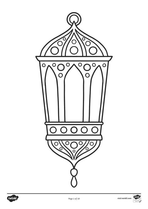 أوراق تلوين فوانيس رمضان لتنمية مهارة مسك القلم للأطفال