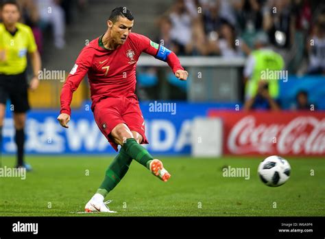 Cristiano Ronaldo Of Portugal Plays A Penalty Kick To Score A Goal
