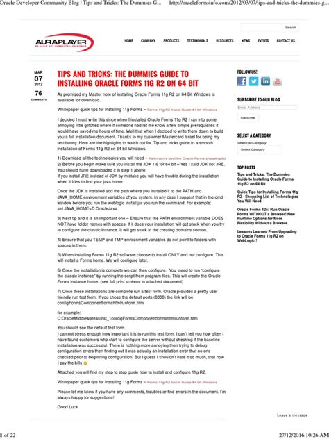oracle developer community blog tips and tricks the dummies guide