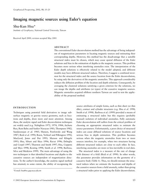 Pdf Imaging Magnetic Sources Using Eulers Equation