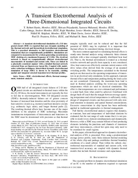 pdf a transient electrothermal analysis of three dimensional