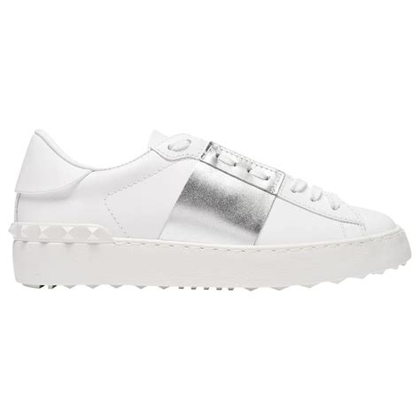 Valentino Garavani Sneakers In White And Silver Leather Ref475389