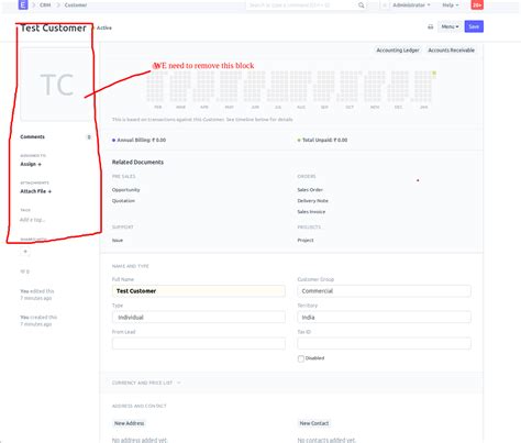 remove left side bar customization frappe forum