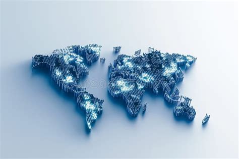 A World Map Creatively Rendered In Binary Code Showcasing A Modern Representation Of Global