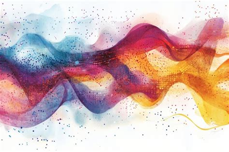 Vibrant Watercolor Flowing Data Visualization With Colorful Waves Stock