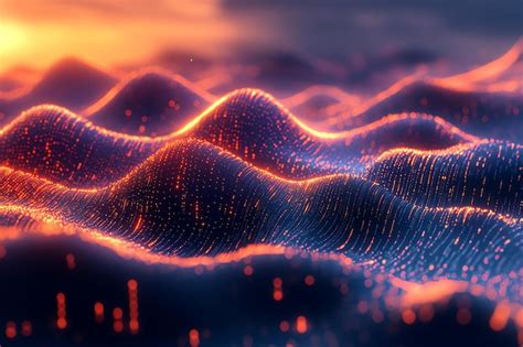 Premium Photo Abstract Digital Landscape With Glowing Particles