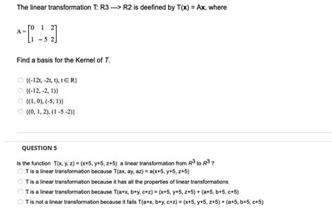 Solved The linear transformation T: R3 ⋯ R2 is deefined by | Chegg.com
