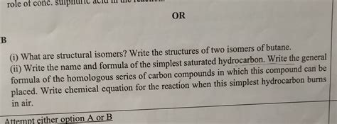 Orb I What Are Structural Isomers Write The Structures Of Two Isomer