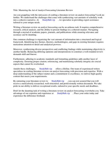 Analyst Forecasting Literature Review Pdf Forecasting Weather
