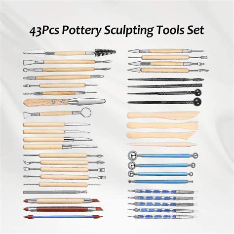Pottery Clay Sculpting Tools 43pcs Double Sided Ceramic Clay Carving